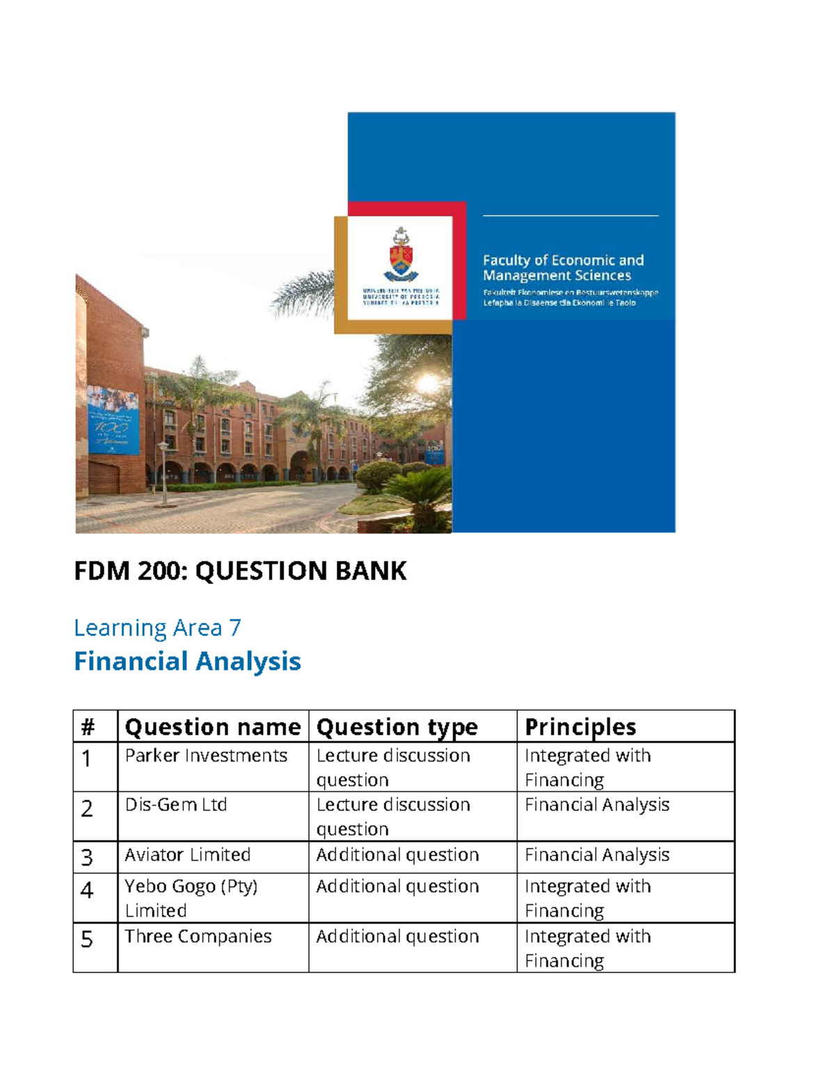2024 FDM200 LA7 Financial Analysis Question Bank and Study Guide - Studocu