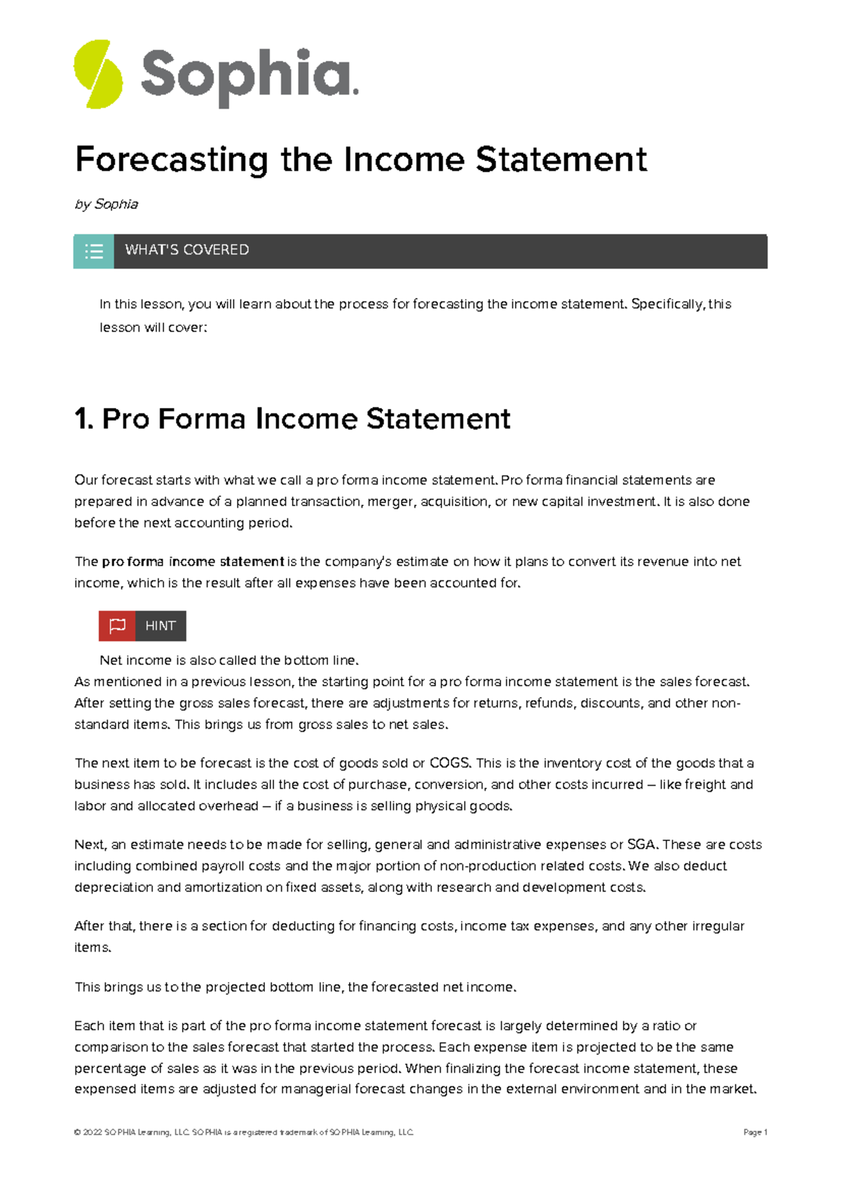 Forecasting the Pro Forma Income Statement: A Comprehensive Lesson ...