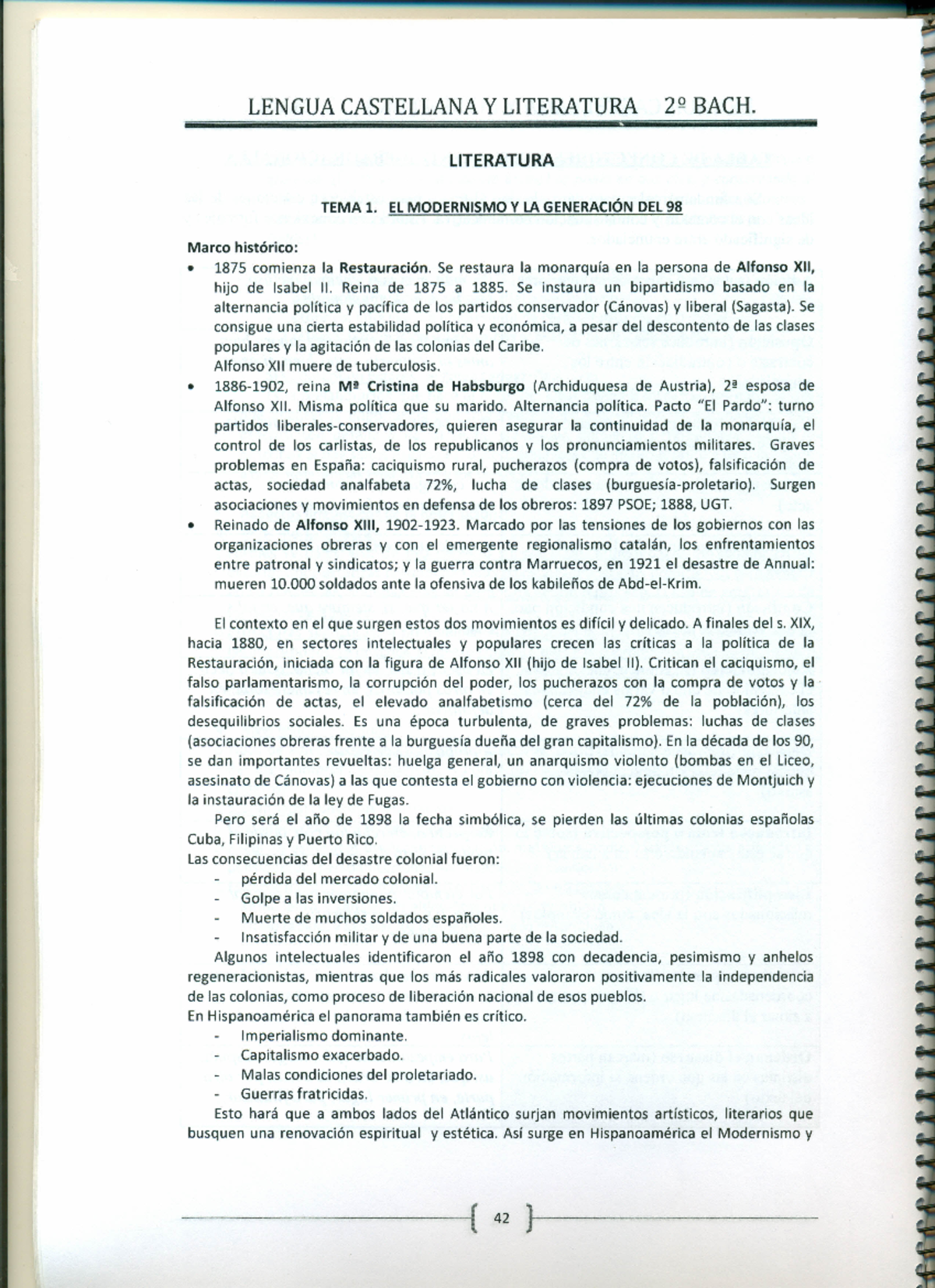 Modernismo Generacion del 98 Tema1 - LITERATURA TEMA 1. El MODERNISMO Y ...