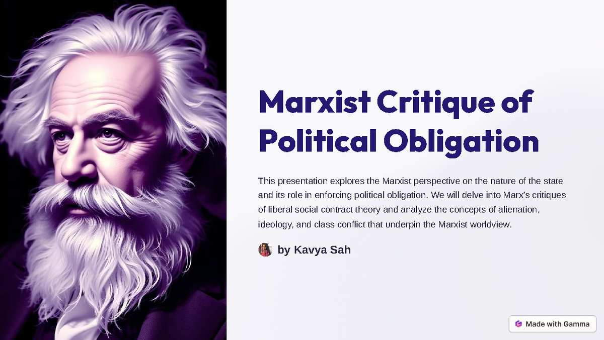 Marxist Critique of Political Obligation: Analyzing State and Class ...