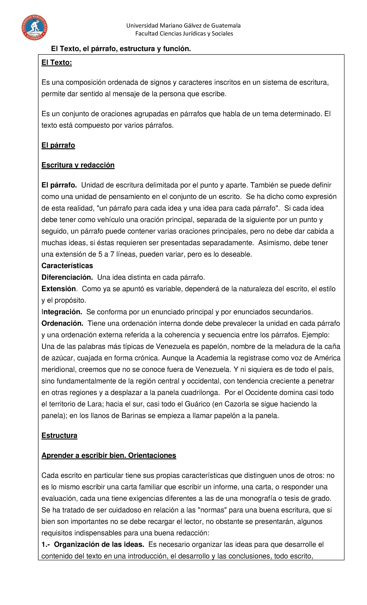 El párrafo, estructura y función - El Texto: Es una composición ...