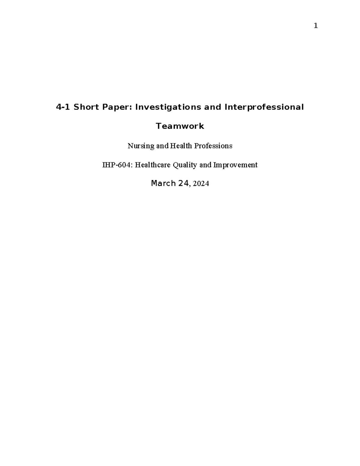 IHP-604: Final Paper on Proactive vs Reactive Problem-Solving ...