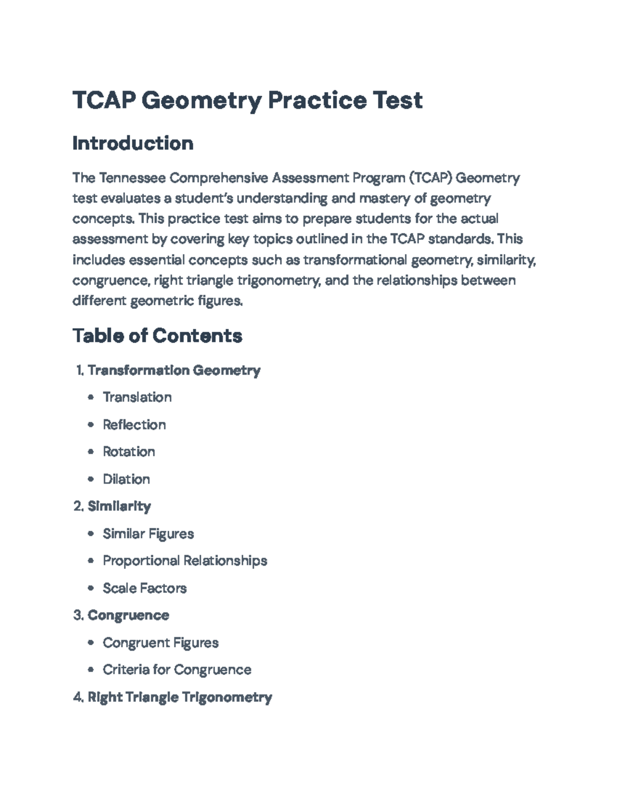 TCAP Geometry Practice Test: Key Concepts and Sample Questions - TCAP ...