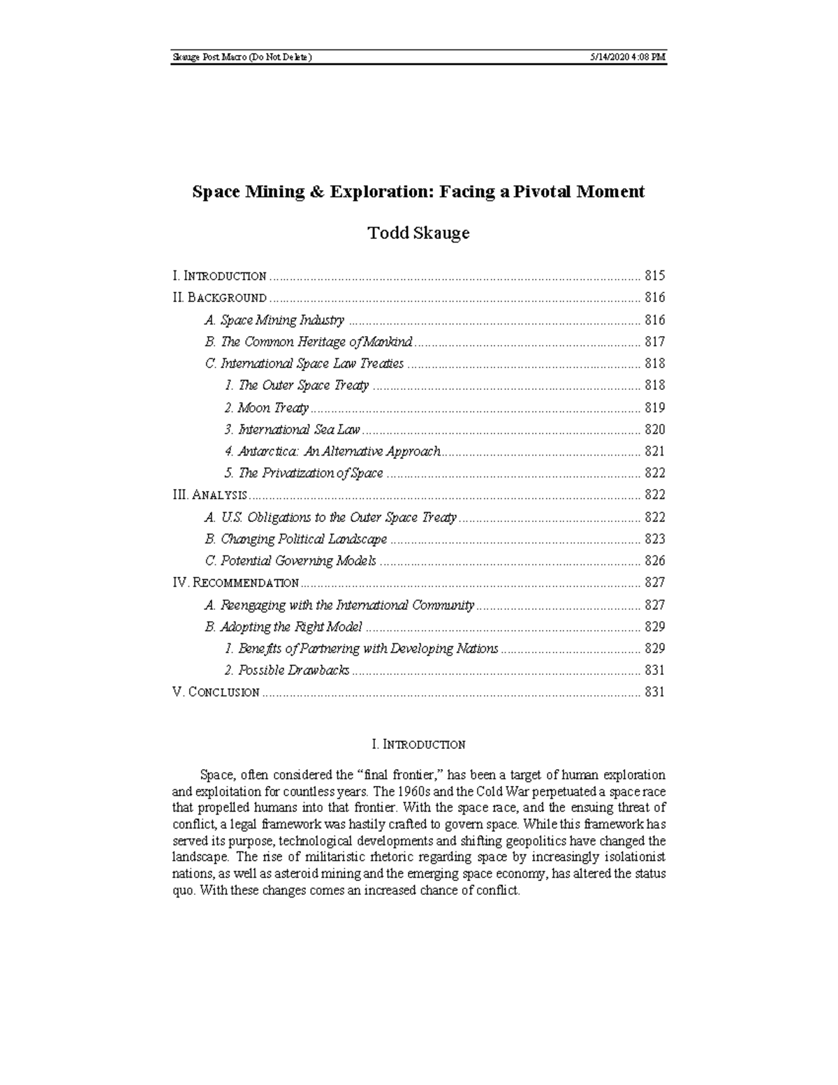 Space Mining Exploration: Legal Framework and Future Directions (LAW ...