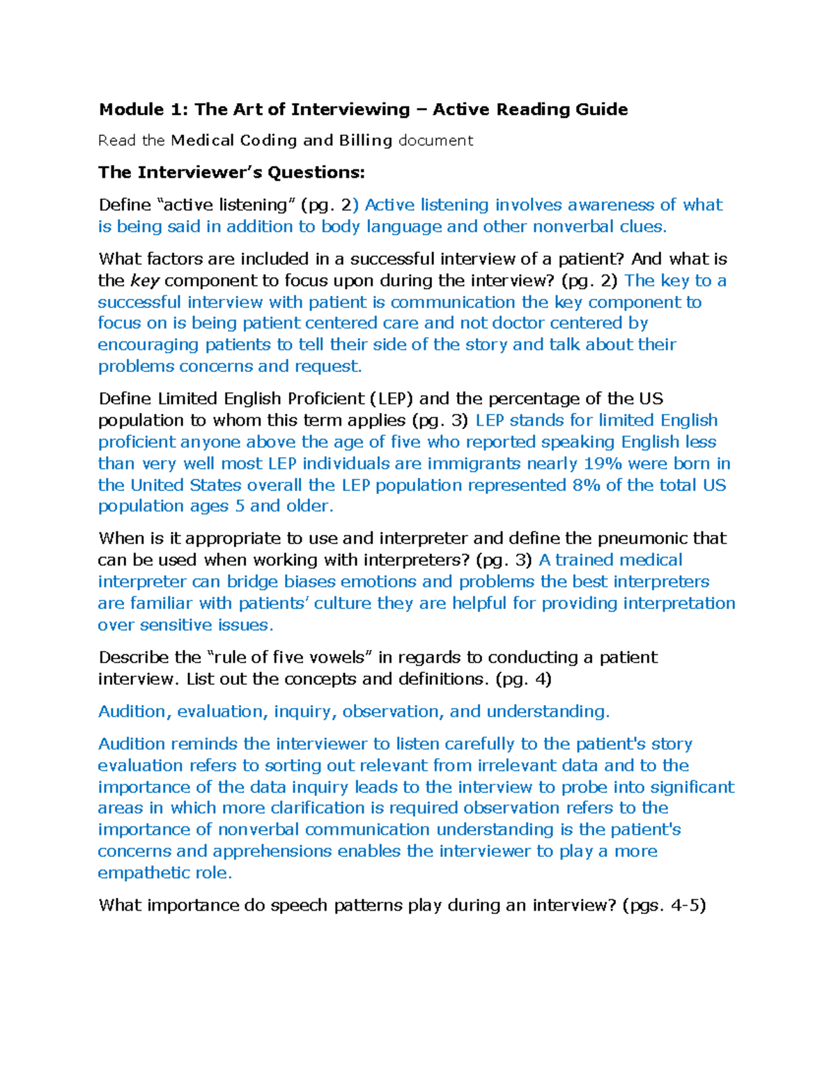 Art of interviewing guide - Module 1: The Art of Interviewing – Active ...