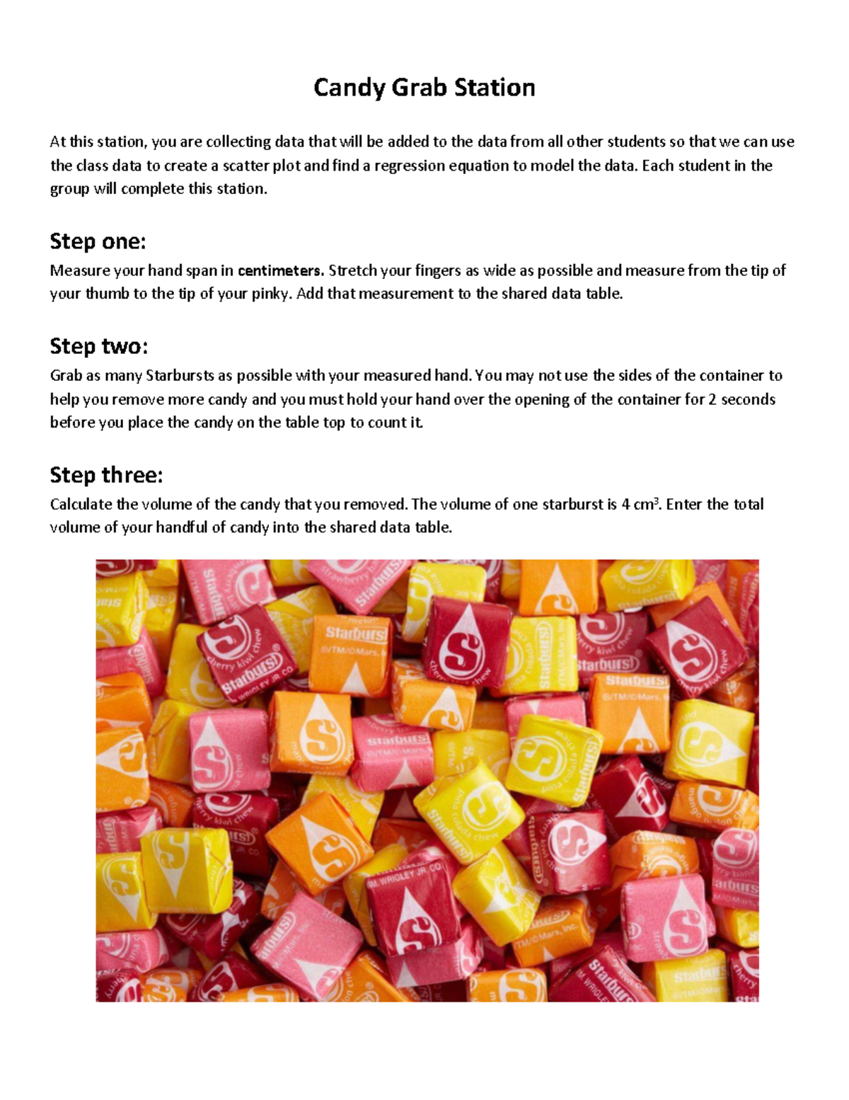 Regression Lab Analysis: Candy Grab Station Data Collection - Studocu