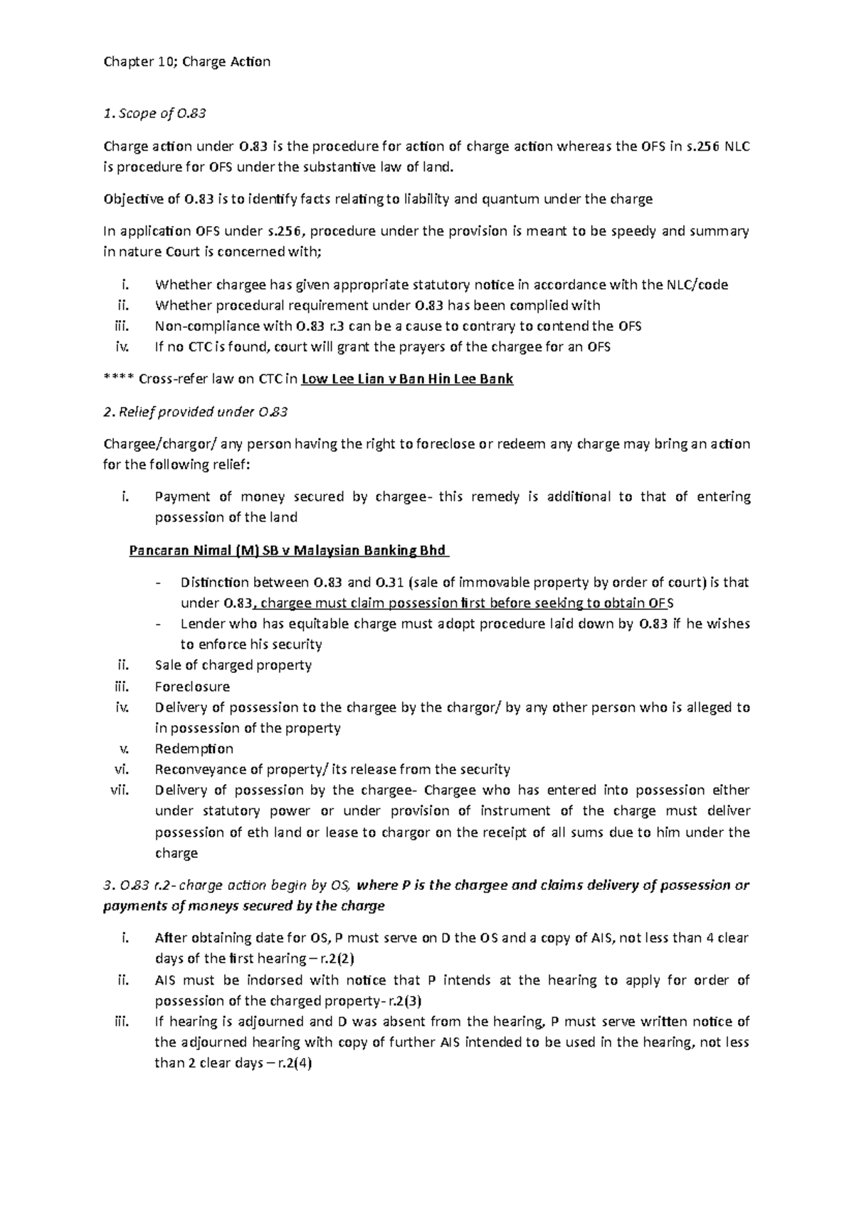 Chapter 10; Charge Action - Chapter 10; Charge Action Scope of O ...