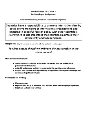 Social Studies - Grade: 11 - High School - Canada - Studocu