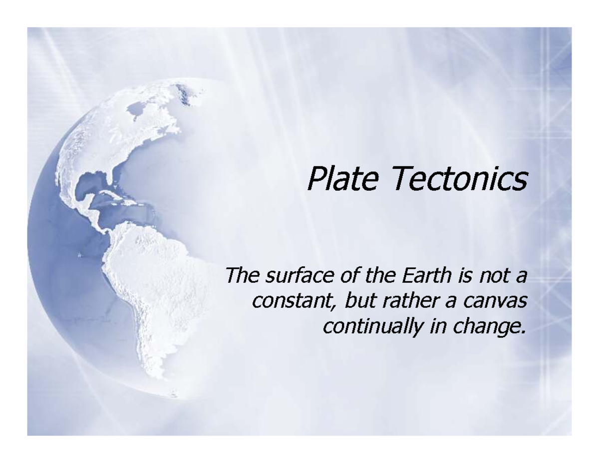 Plate Tectonics Overview - Concepts and Processes in Earth Science ...