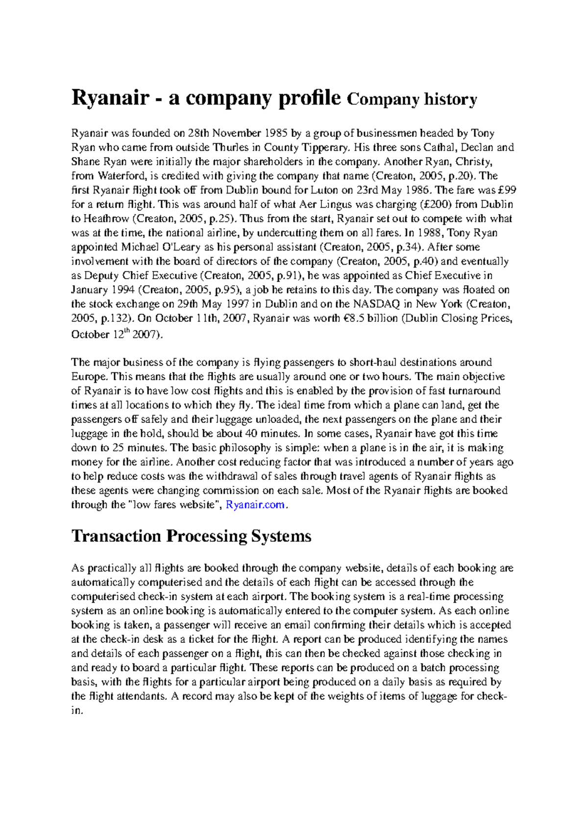Ryanair Company Profile: History, Operations, and Systems Overview ...