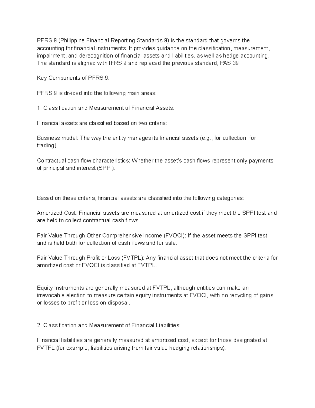 Financial Instruments - PFRS 9 - PFRS 9 (Philippine Financial Reporting ...
