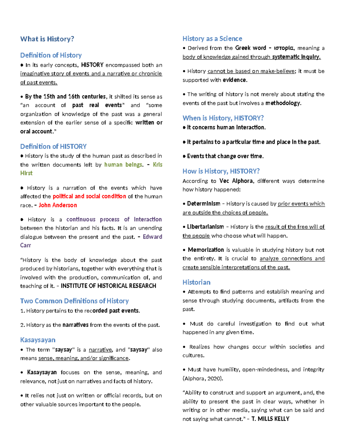 History Reviewer - What is History? Definition of History In its early ...