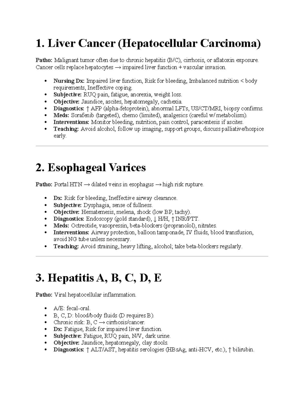 MDC2 Exam Review 2: Liver & Gastrointestinal Disorders Study Guide ...