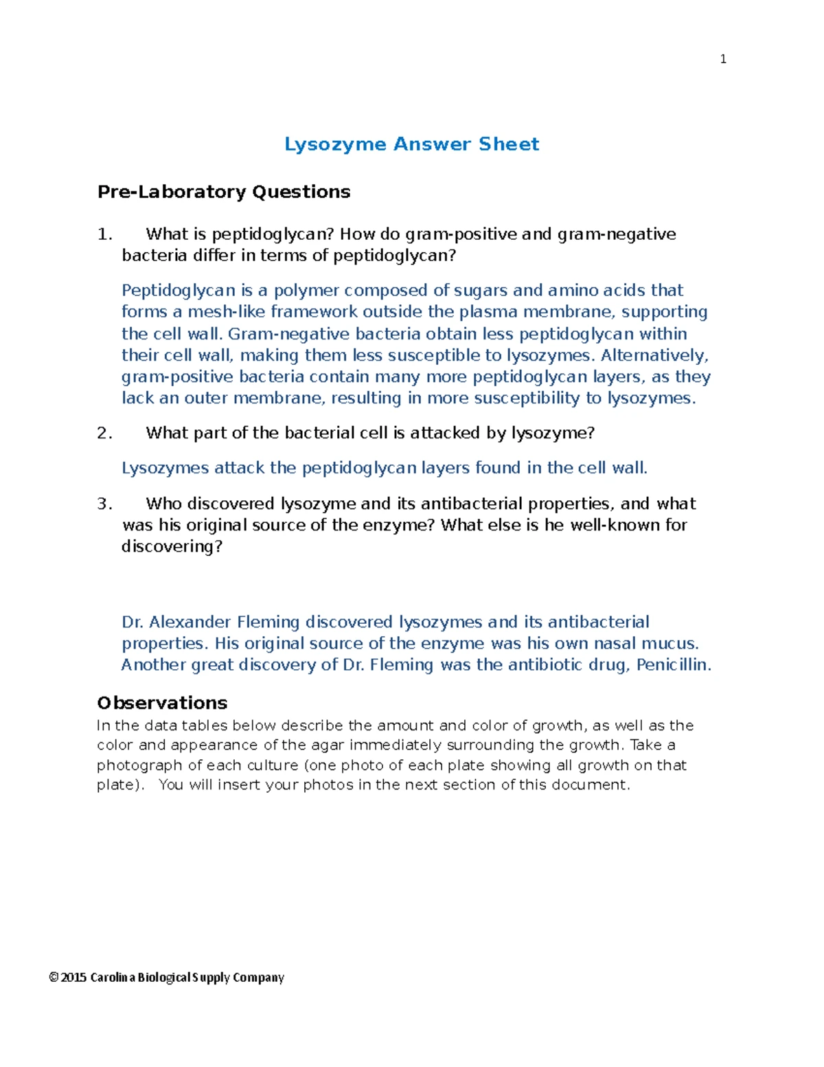 Use of Selective and Differential Media Answer Sheet - Use of Selective ...