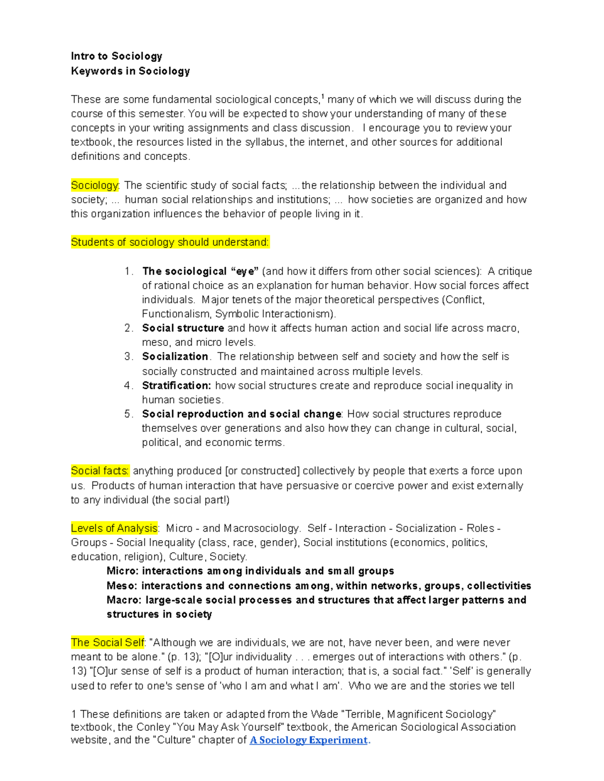 **SOC0101: Key Sociology Terms with Definitions for Intro to Sociology ...