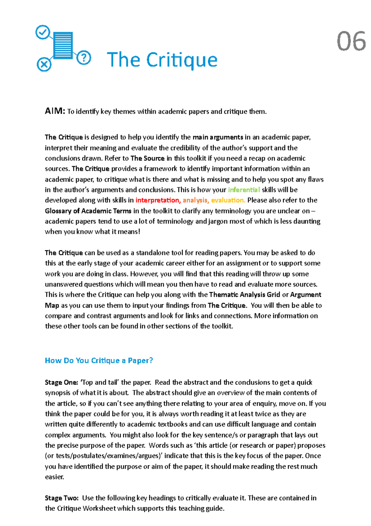 The Critique - details on how to write an essay - The Critique AIM: To ...