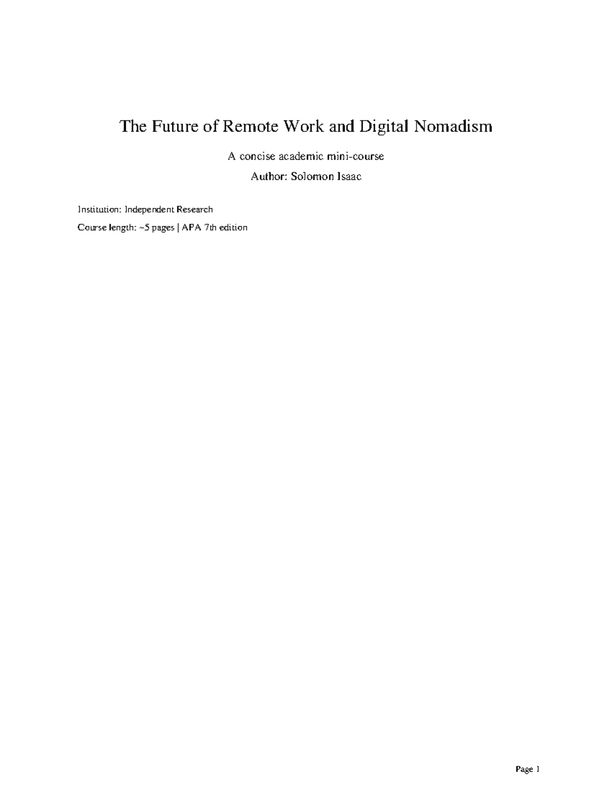 The Future of Remote Work & Digital Nomadism: An Academic Overview ...