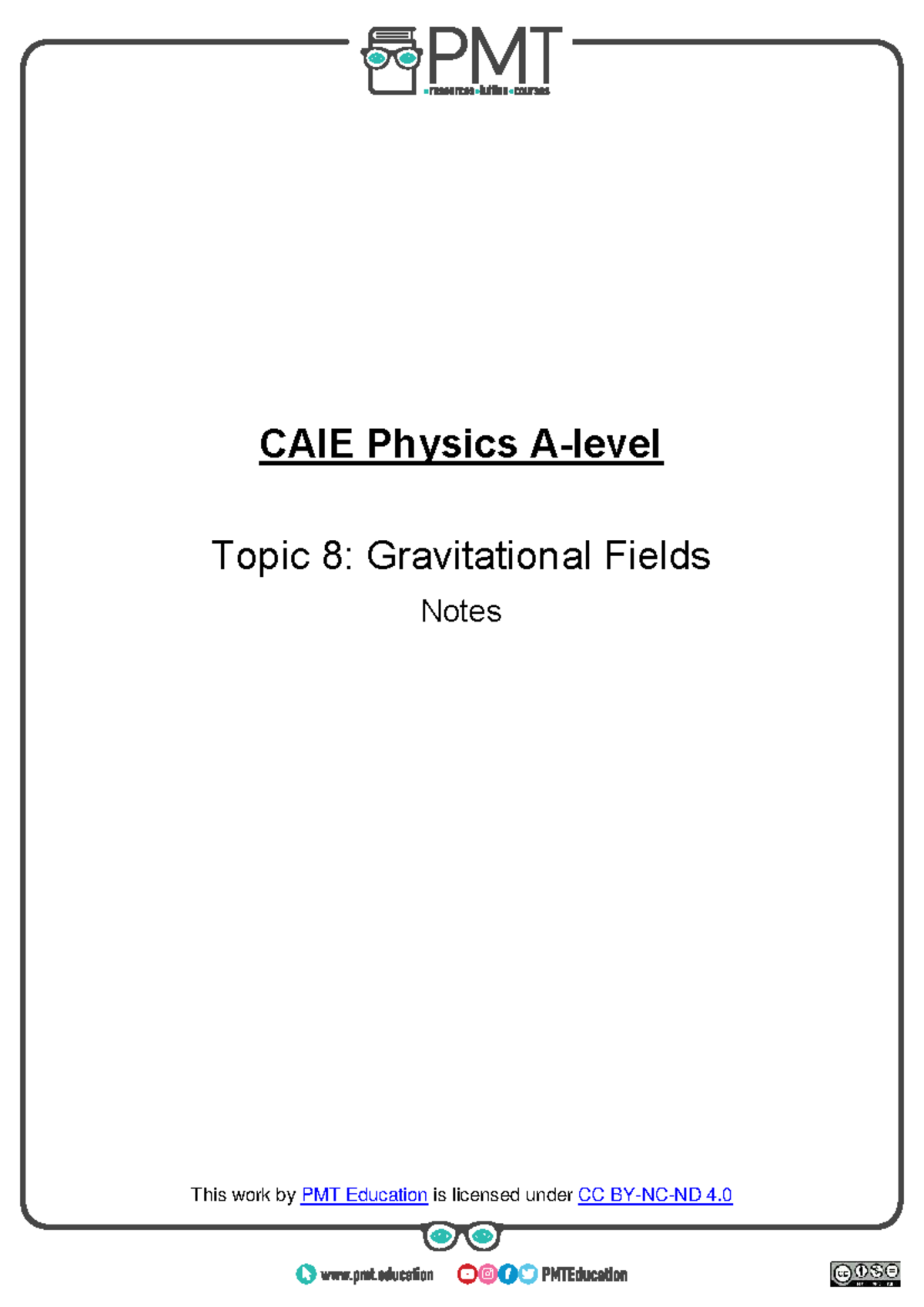 CAIE Physics A-Level: Topic 8 Gravitational Fields Notes - Studocu