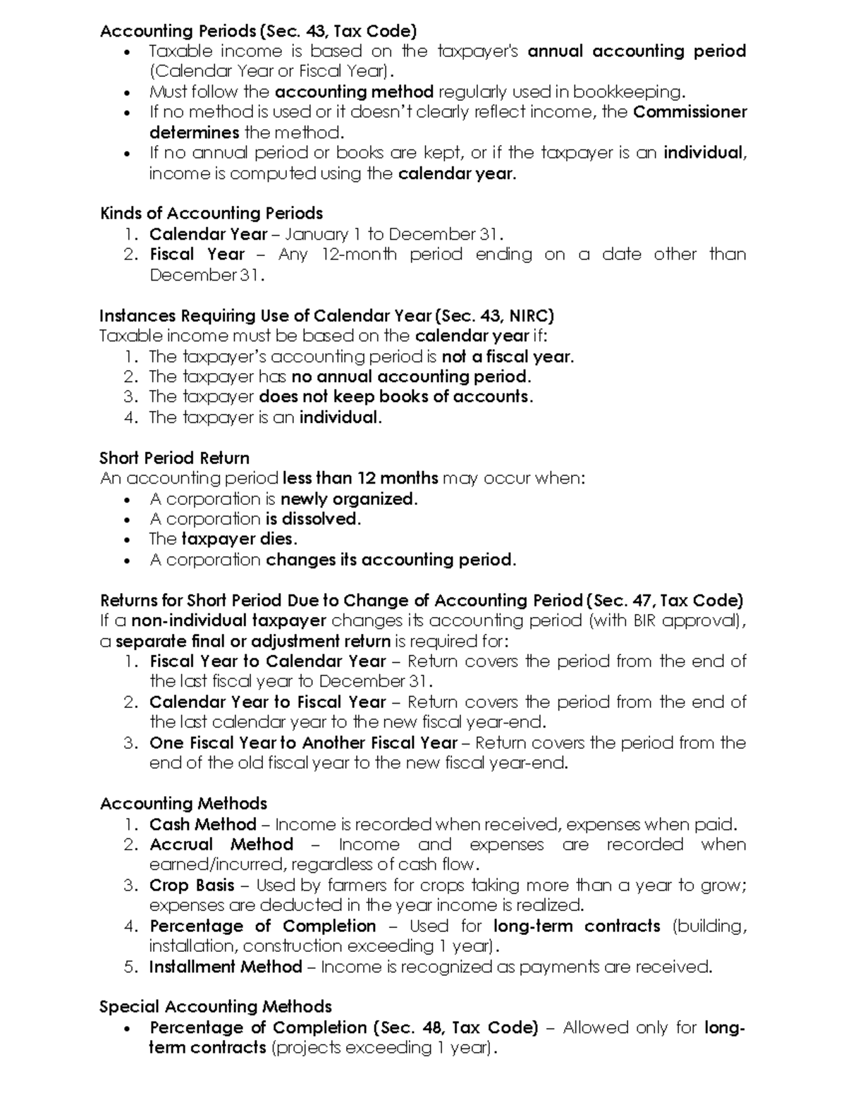 QN8 - Accounting Methods & Installment Income Reporting (Sec. 43, Tax ...