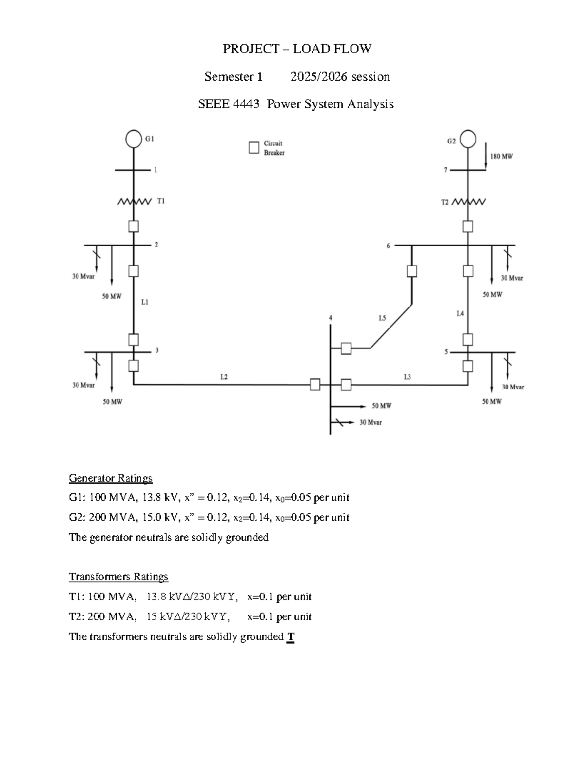 Power System Analysis Project - Load Flow Practice - Studocu