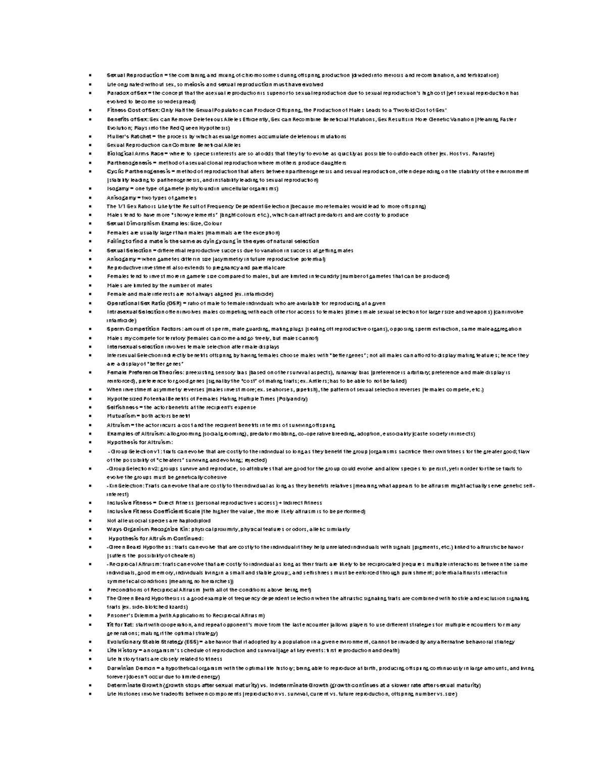 Biology 101: Cheat Sheet on Sexual Reproduction and Evolution - Studocu
