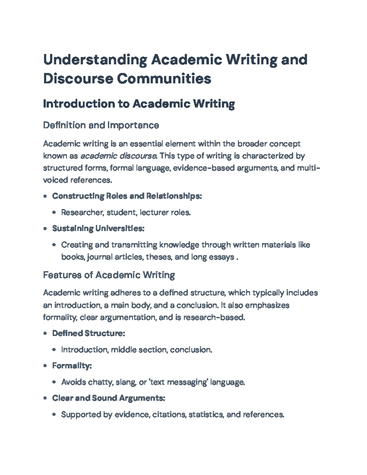 Understanding Academic Writing and Discourse Communities: A Guide ...