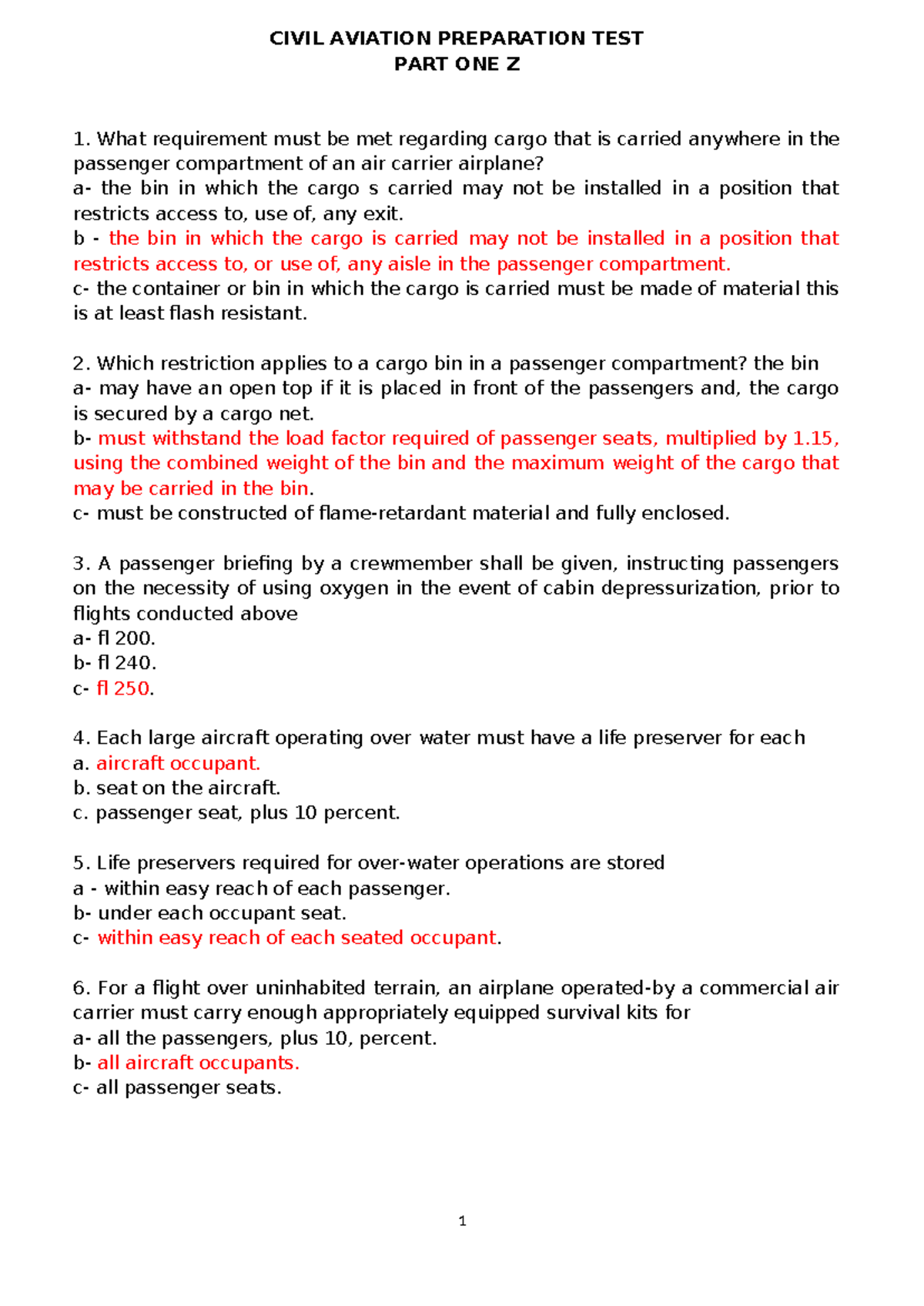 CIVIL AVIATION TEST PREP: PART ONE Q&A (PAPER ONE) - Studocu