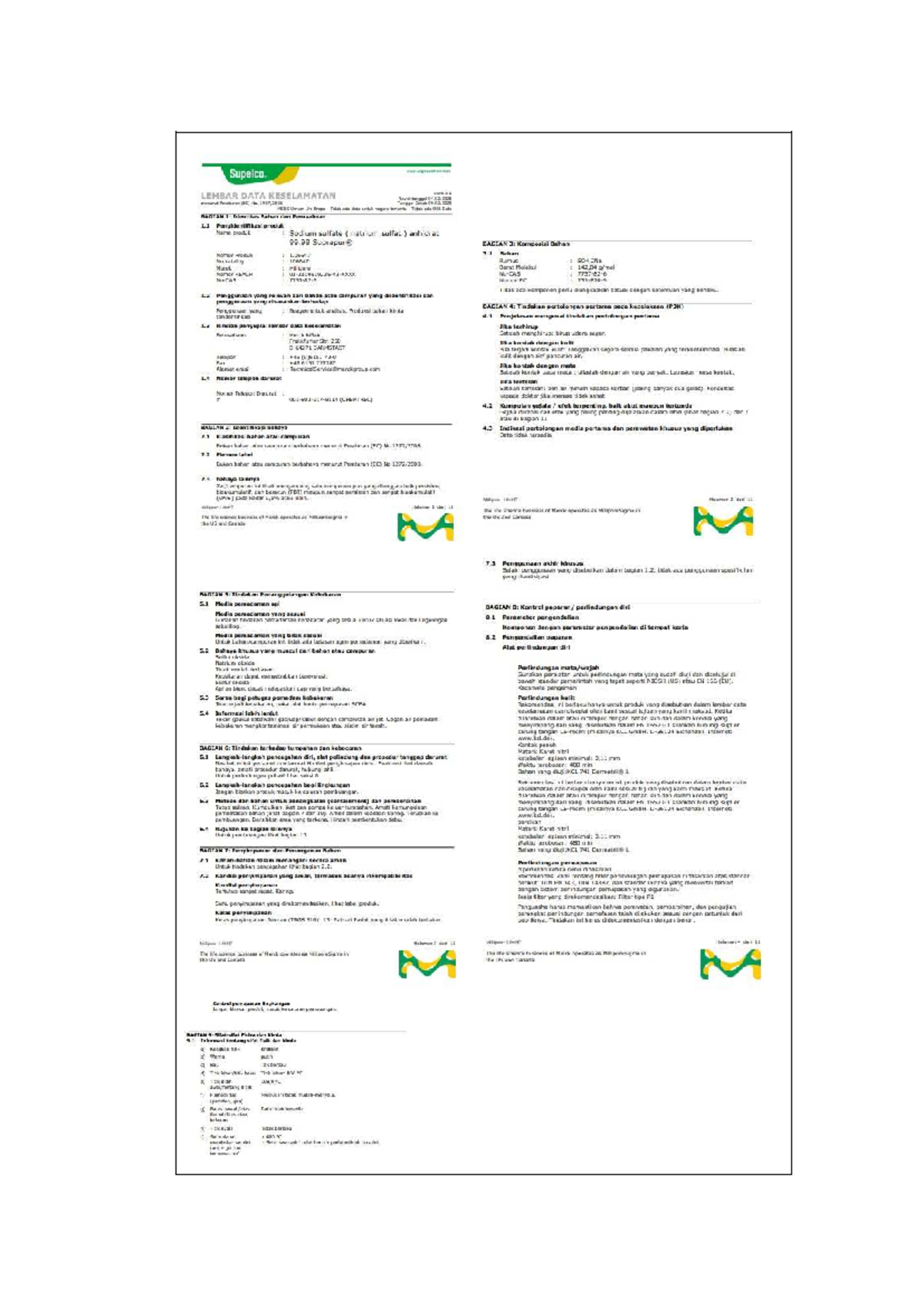 LEMBAH DATA KESELAMATAN (MSDS) Revisi 2025 - Supelco - Studocu