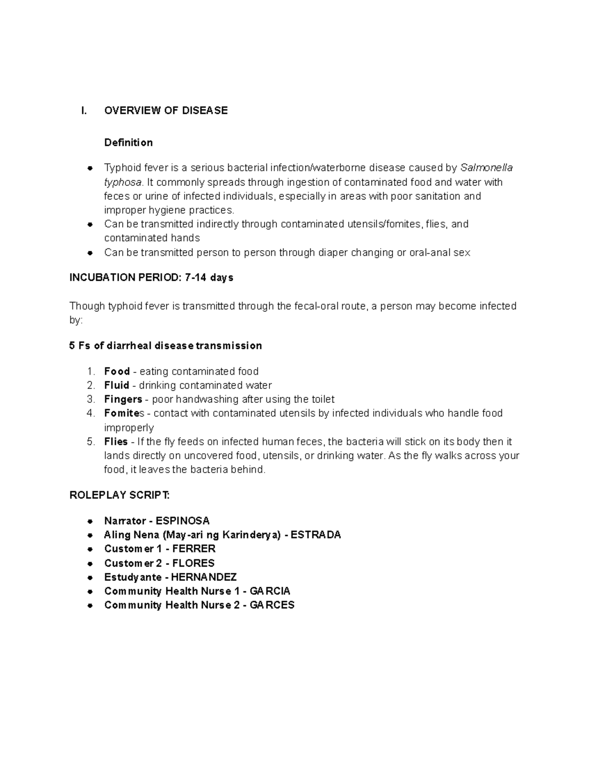 Typhoid Fever Overview and Community Management - COMMUNICABLE - Studocu
