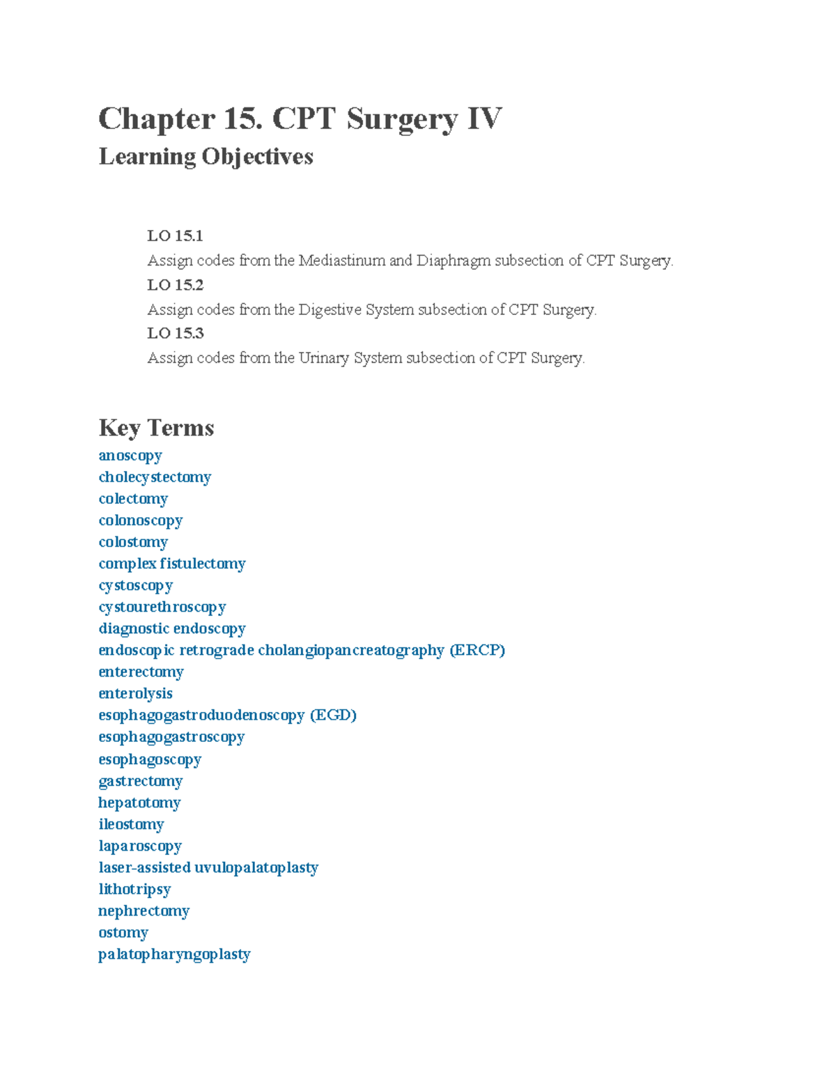 Chapter 15: CPT Surgery IV - Key Terms and Learning Objectives ...