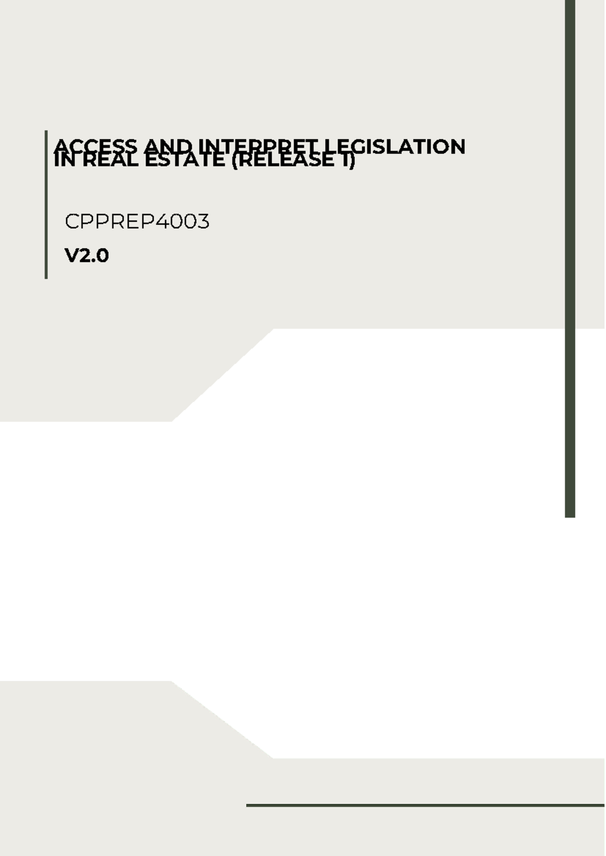 CPPREP4003 Access and Interpret Legislation in Real Estate (Release 1) Written - Studocu