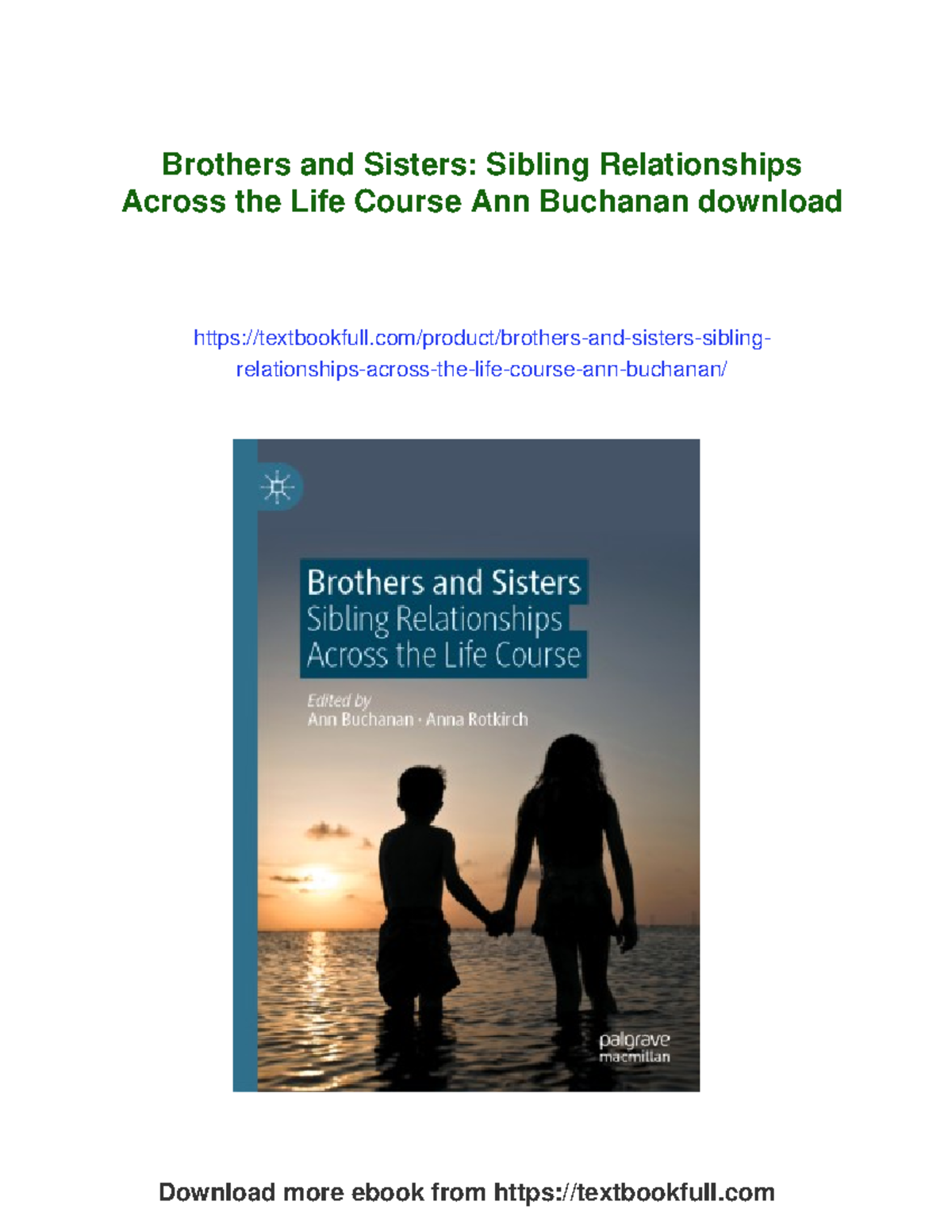 Brothers and Sisters: Exploring Sibling Relationships Across the Life ...