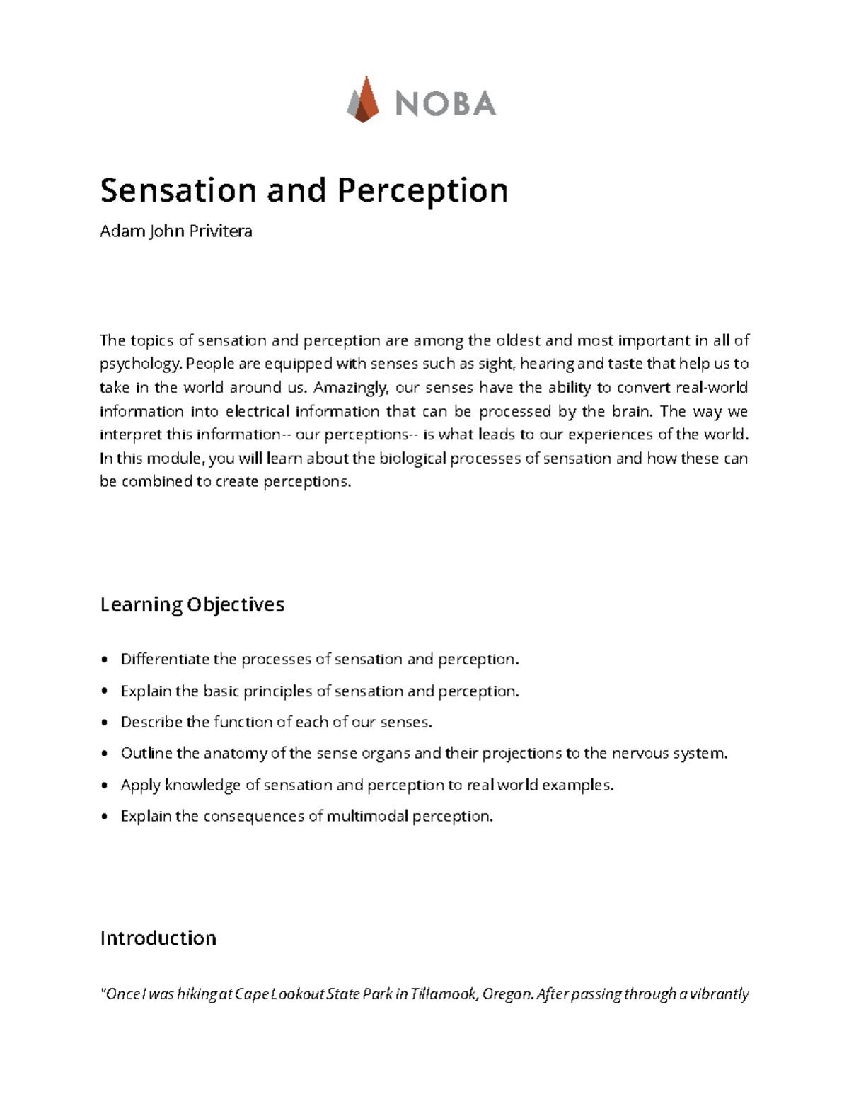 Sensation and Perception: Key Concepts and Biological Processes - Studocu