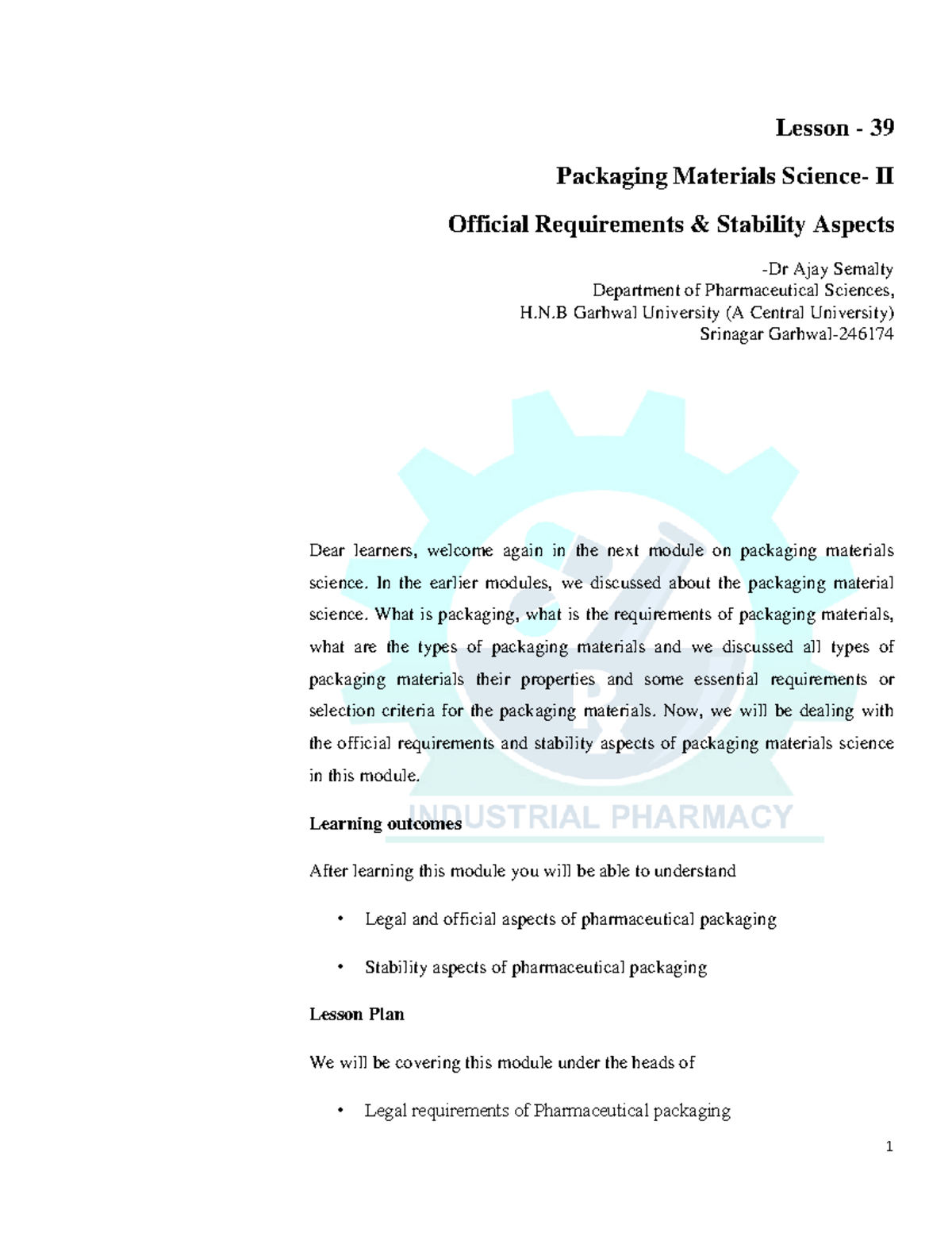 Packaging Materials Science II: Legal Requirements & Stability Aspects ...
