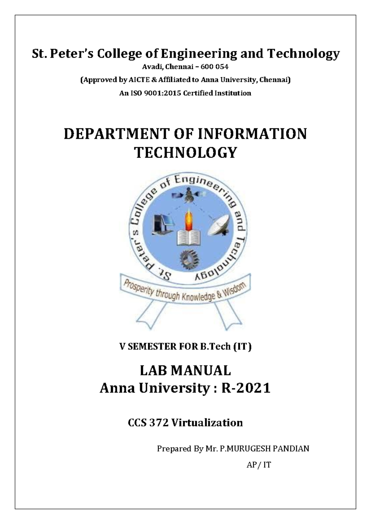 CCS372 - Virtualization Lab Manual for B.Tech (IT) Semester V - Studocu