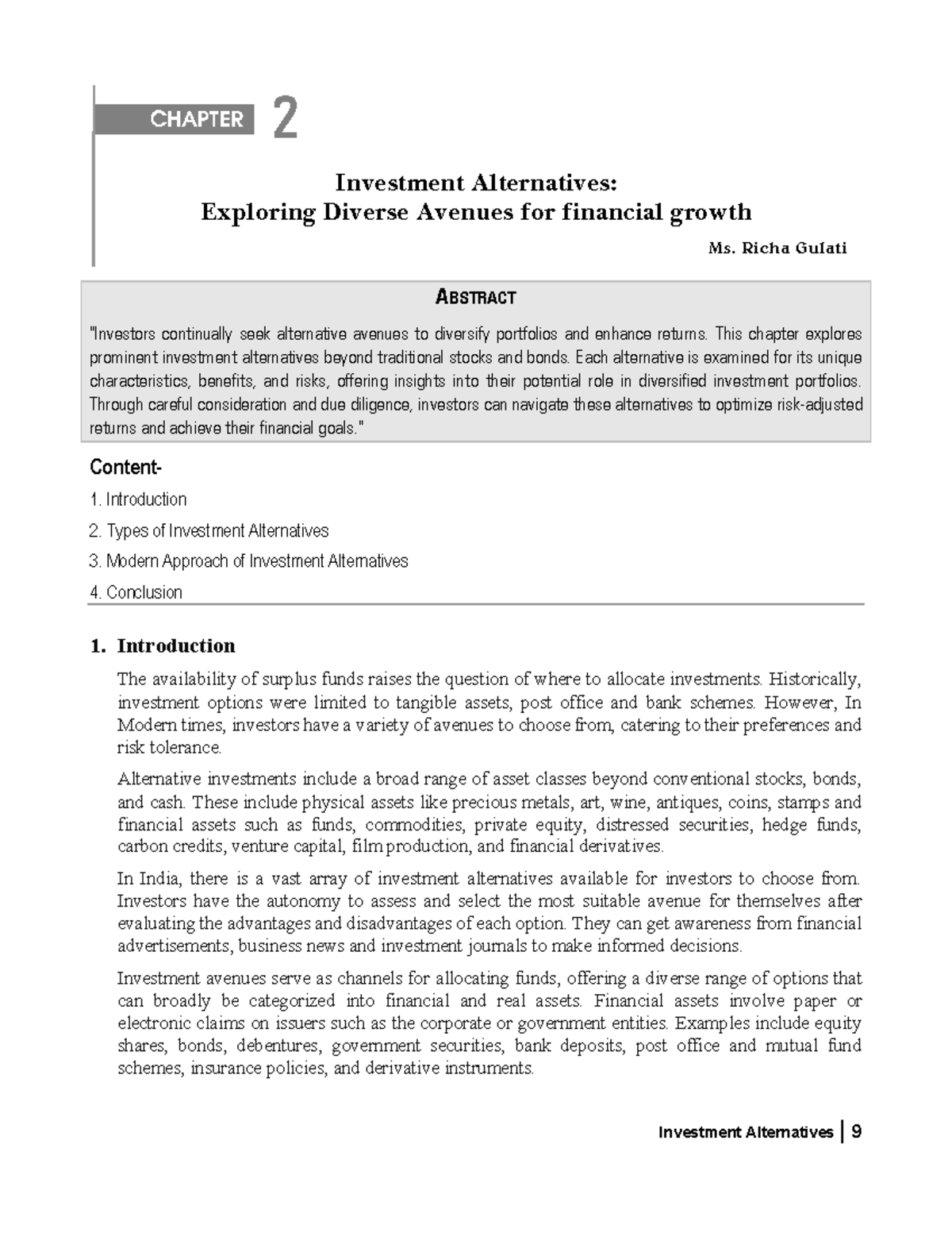 CHAPTER 2: Investment Alternatives for Financial Growth (22) - Studocu