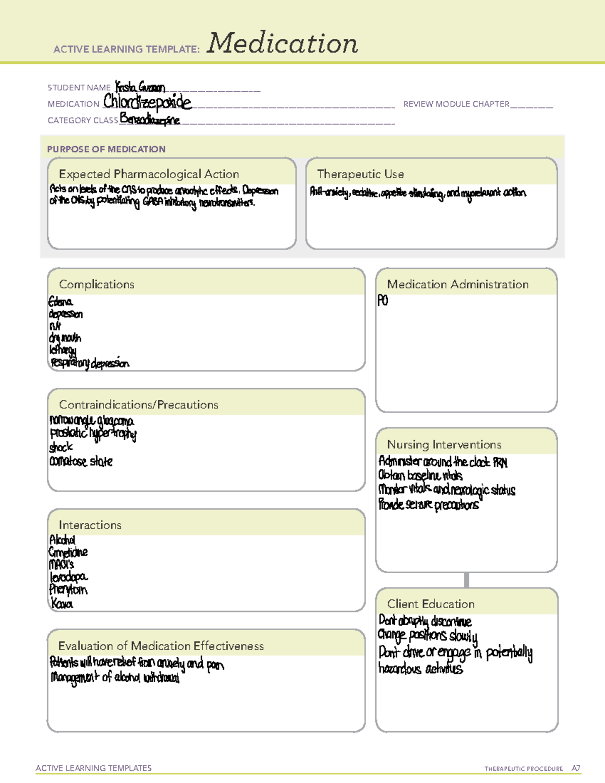 Chlordiazepoxide - Lecture Notes for Pharmacology Class - Studocu