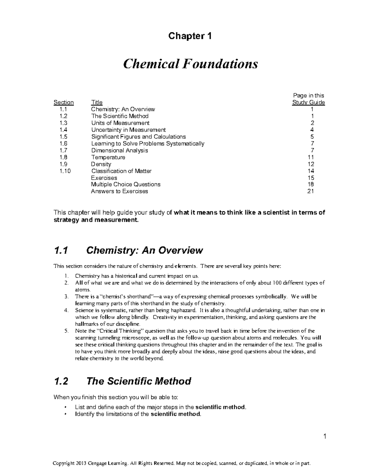 Ch 1 Chemical Foundations - 1 Chapter 1 Chemical Foundations Page in ...