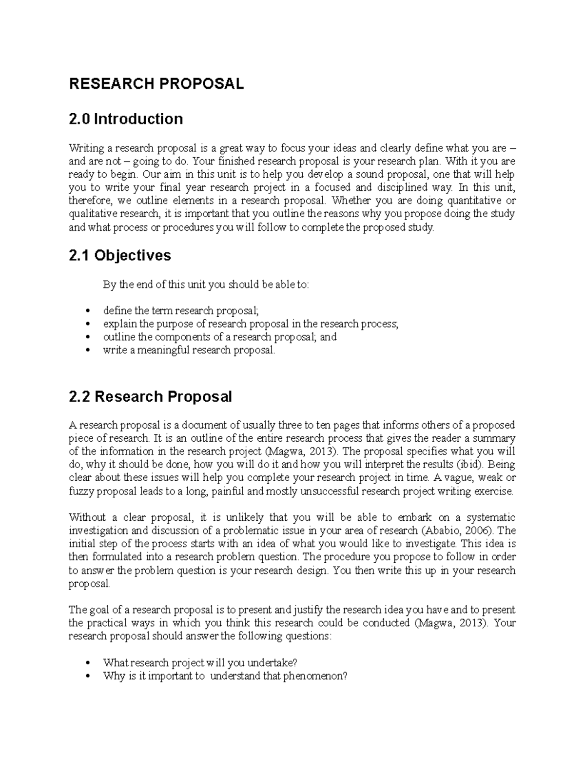 Research Proposal Guidance: Writing Your Final Year Project Plan - Studocu