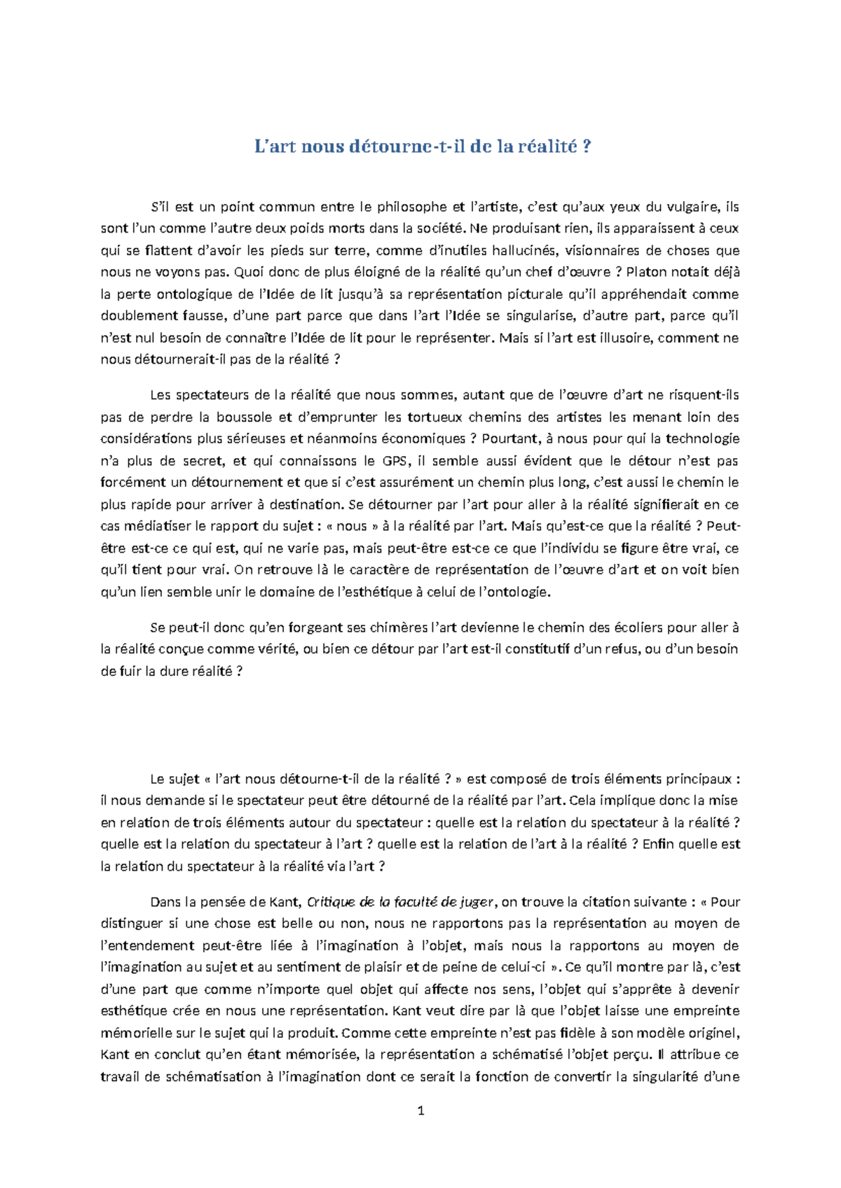 L'art nous détourne t il de la réalité - L’art nous détourne-t-il de la ...
