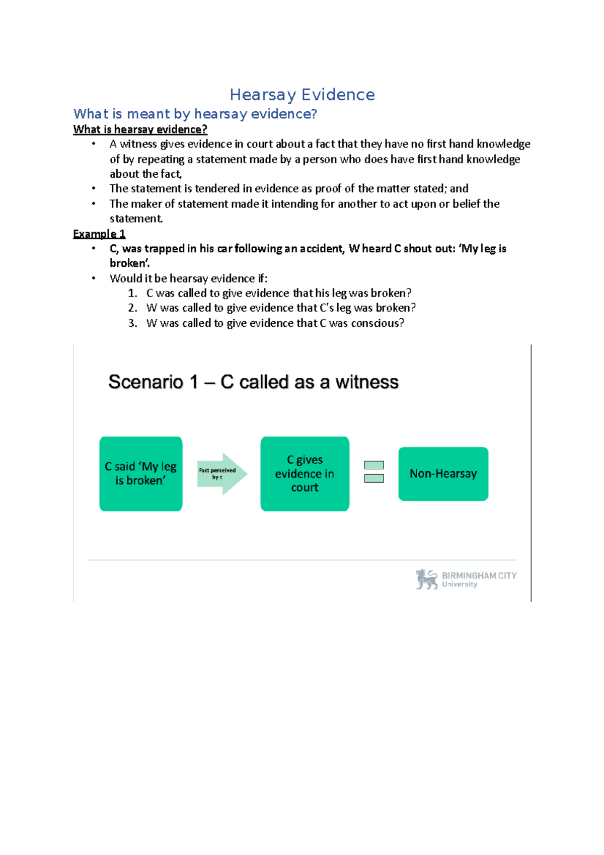 Hearsay Notes - Hearsay Evidence What is meant by hearsay evidence ...