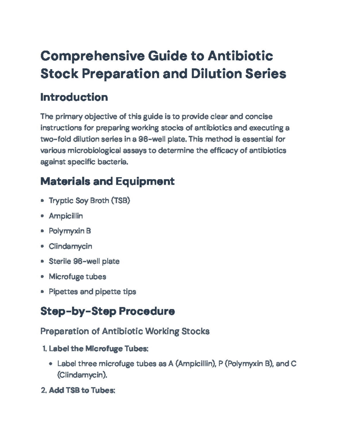 Comprehensive Guide to Antibiotic Stock Prep & Dilution Series ...