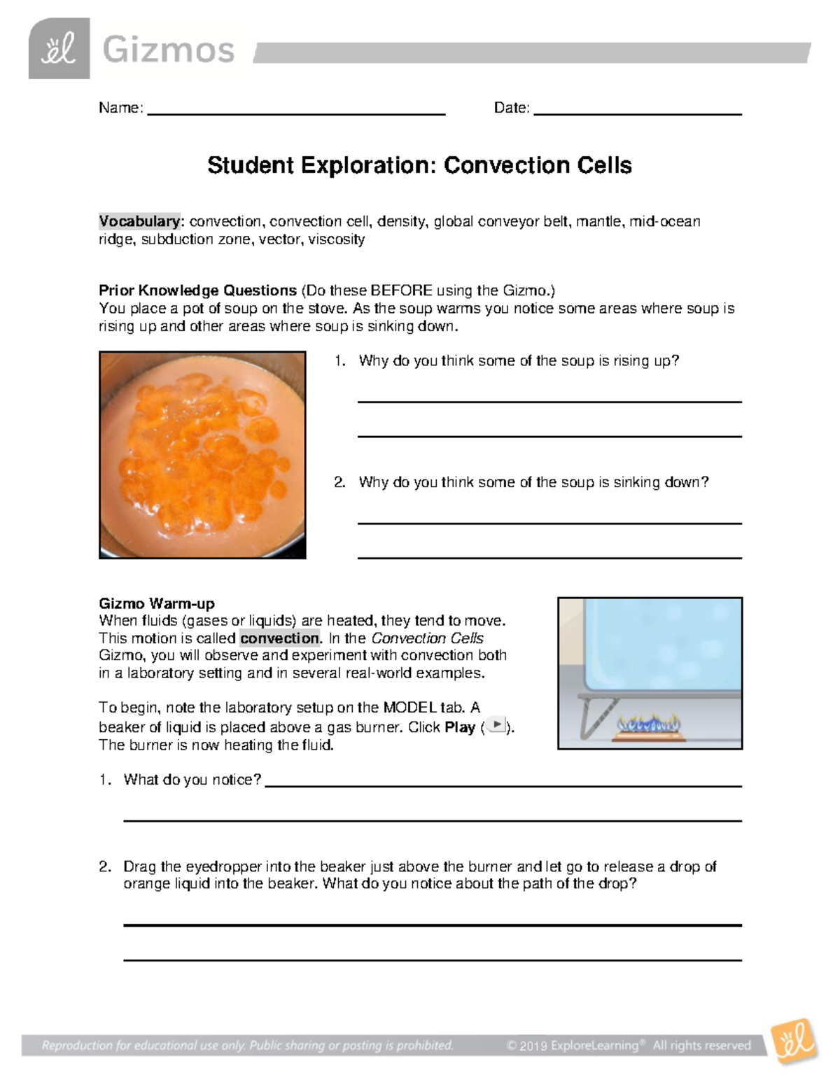 Convection Cells Exploration Activity SE - Studocu