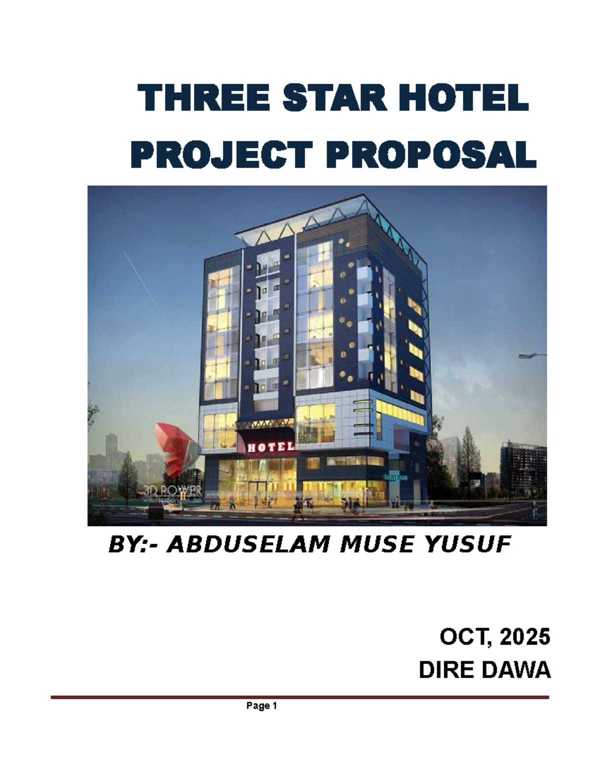5 Star Hotel Project Proposal: Dire Dawa Development Plan - Studocu