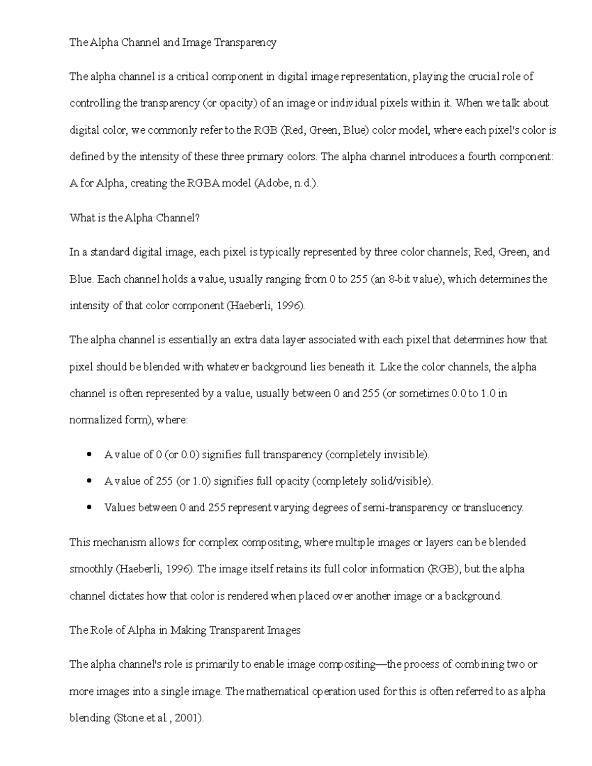 Discussion Forum Unit 3: Understanding the Alpha Channel in Digital ...