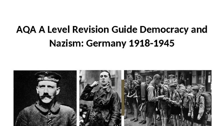 AQA A Level Revision Guide: Democracy and Nazism in Germany - Studocu