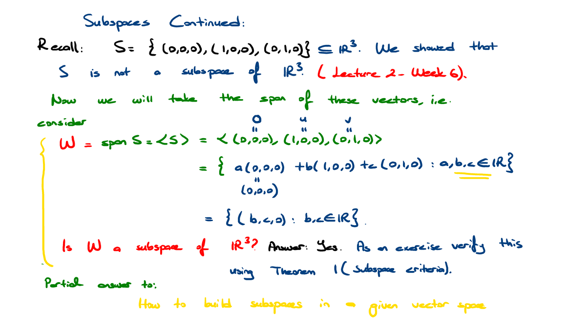 math201 Week 7 Lecture 1 lecture note - Linear Algebra - Studocu
