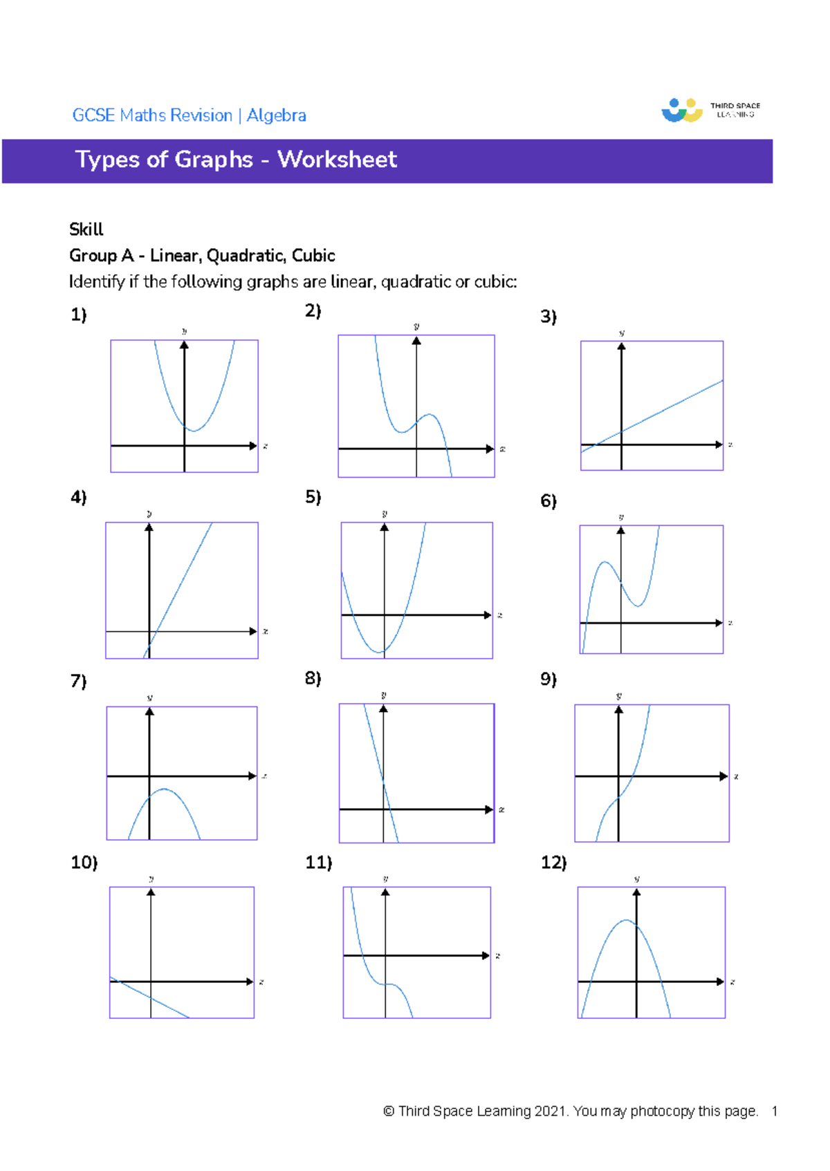 GCSE Maths Revision: Types of Graphs Worksheet and Answers - Studocu