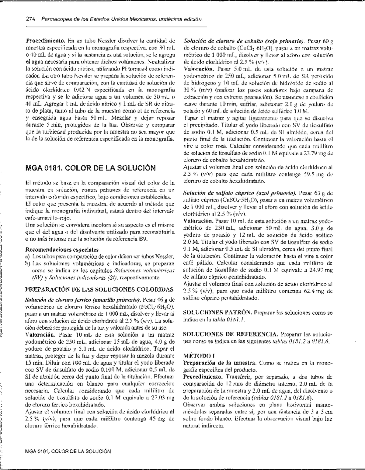 FEUM 11 TOMO I-289-291: Color de la Solución y Métodos de Análisis ...