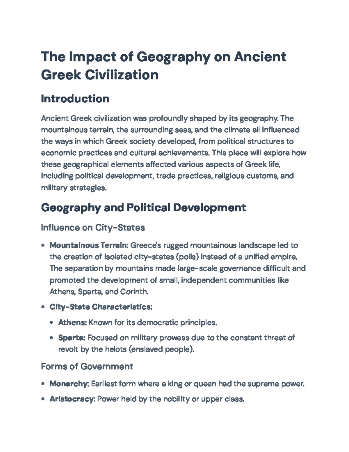 The Impact of Geography on Ancient Greek Civilization - The Impact of ...